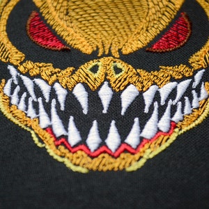 Angry Pumpkin Face Embroidery Design - Light Stitch Demonic Halloween ...