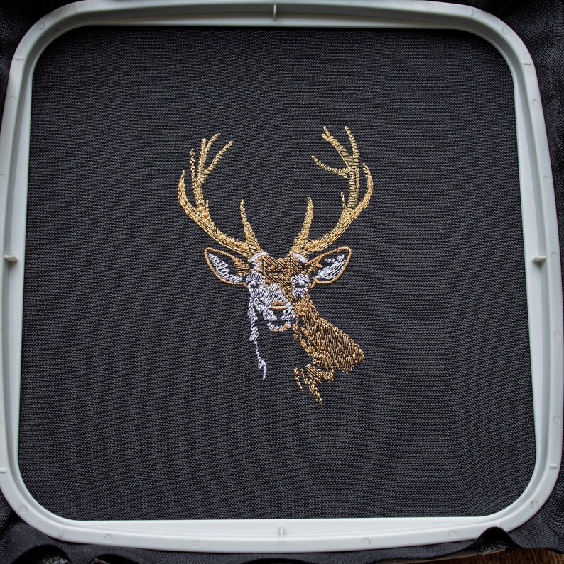 Sketch Deer Head Embroidery Design - Light Stitch Wildlife for Dark ...