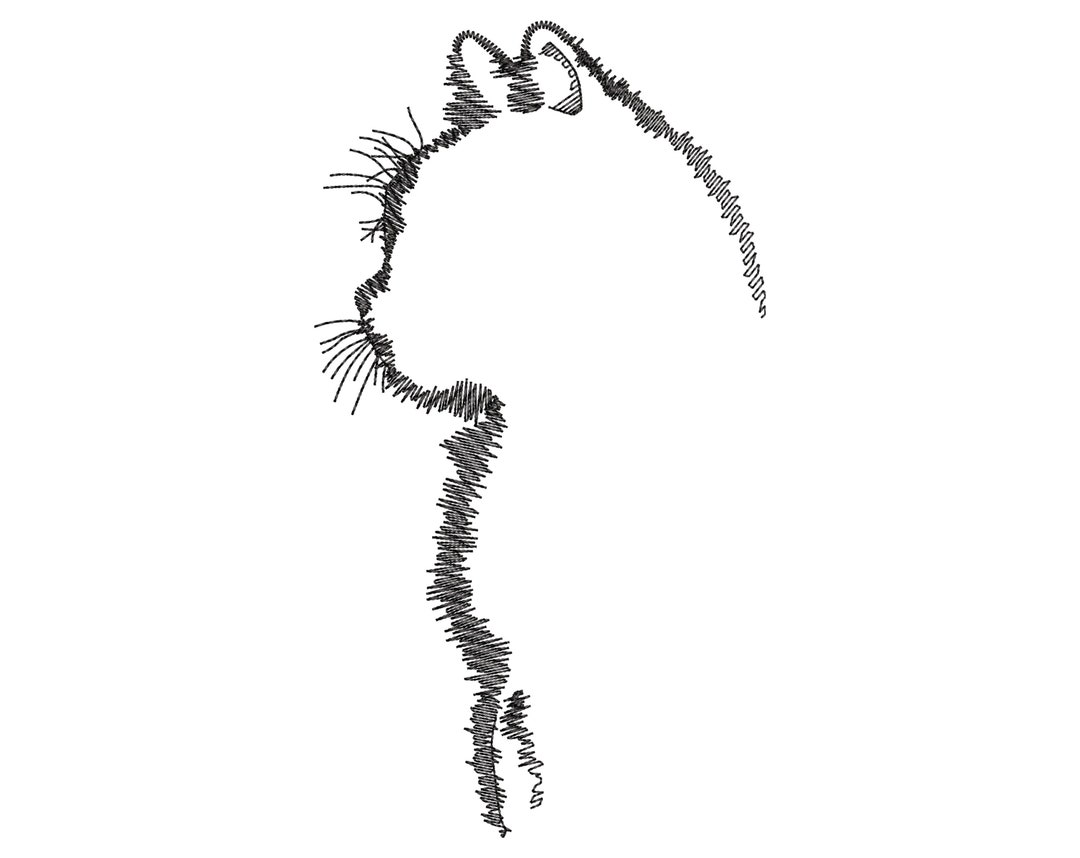 Cat Silhouette Embroidery Design, Sketch Stitch One Line, Machine ...