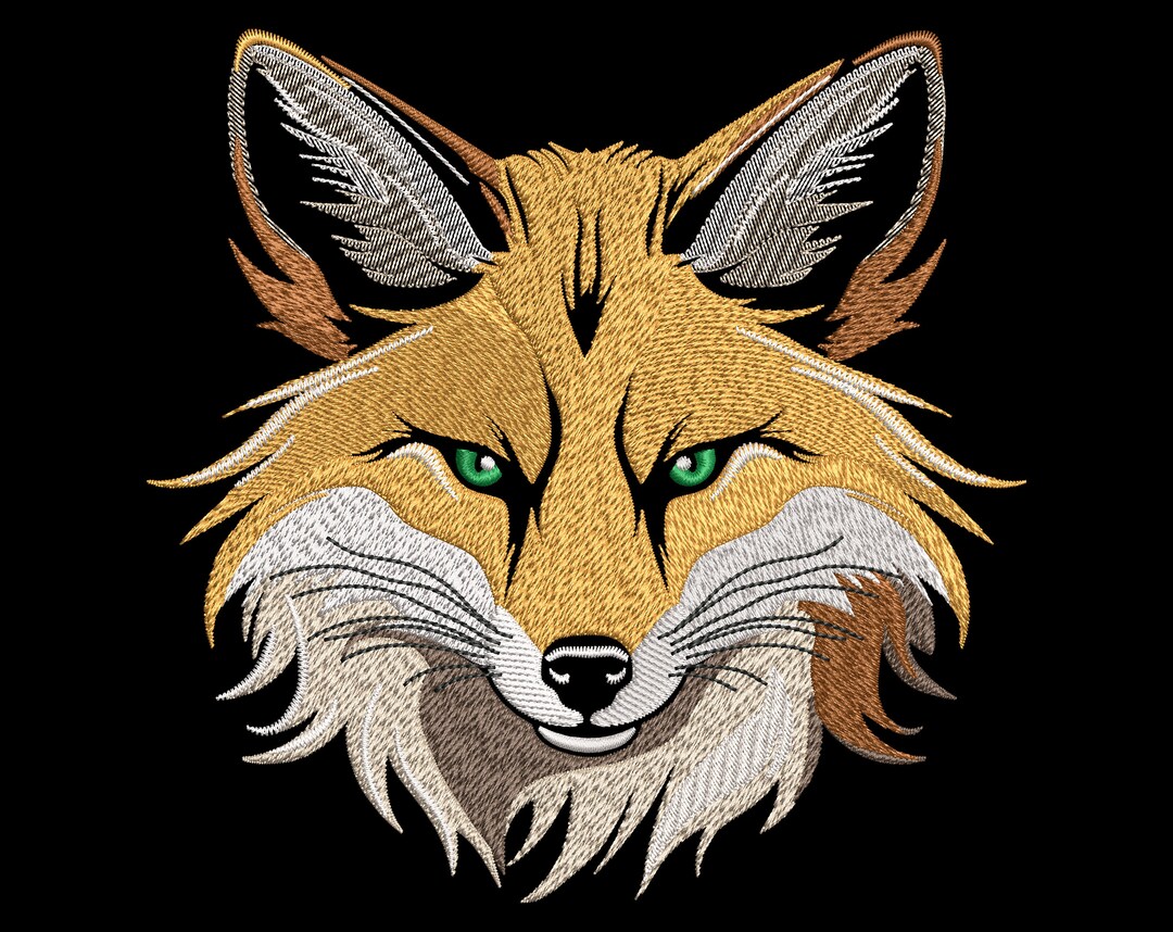 Fill Stitch Fox Head Embroidery Design - Wild Animal Pattern for Dark ...