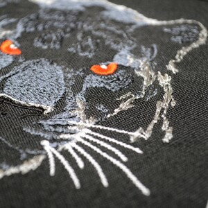 Sleek Black Panther Embroidery Design - Realistic Wild Feline for Dark ...