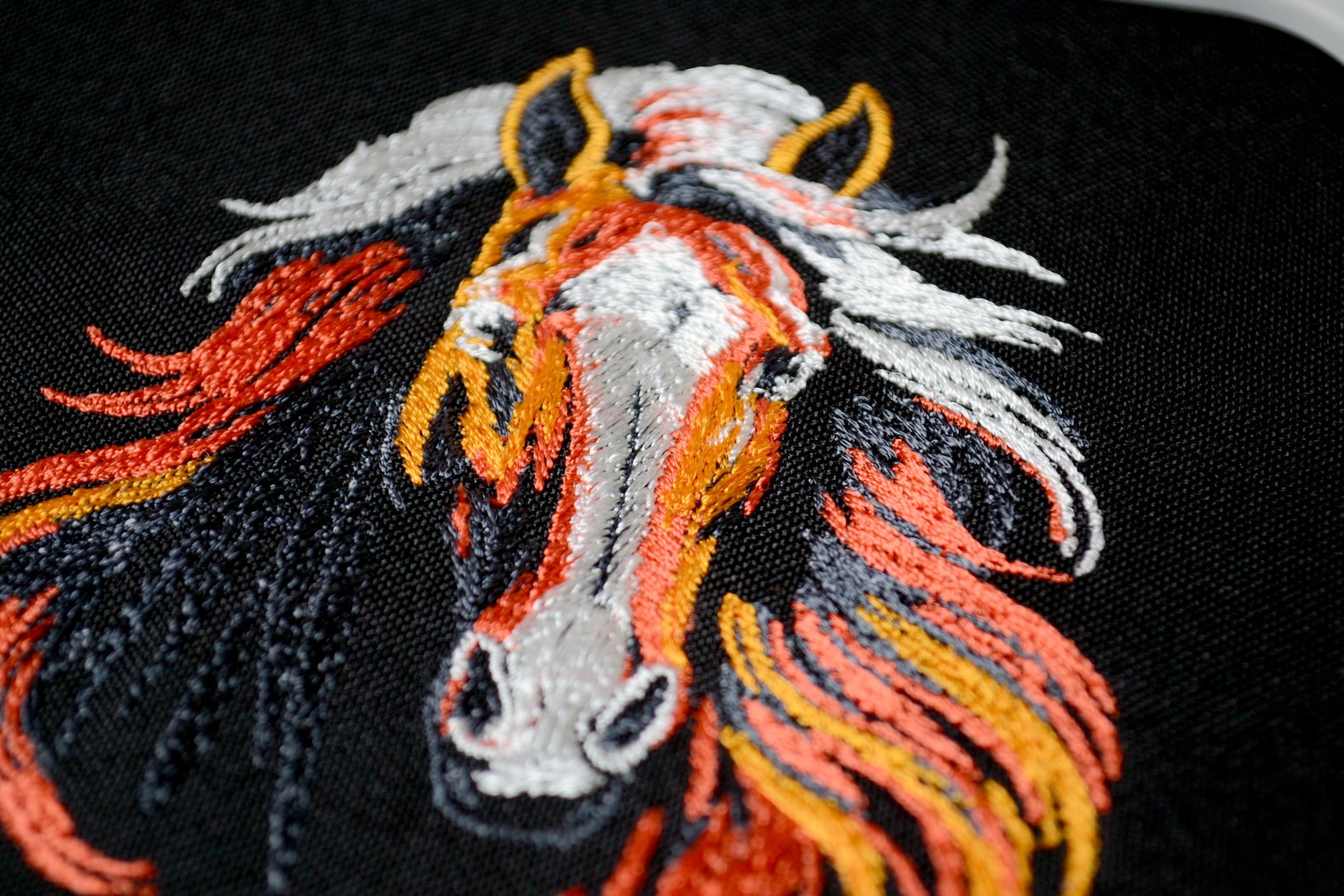 Elegant Horse Face Embroidery Design - Noble Animal Head for Dark ...