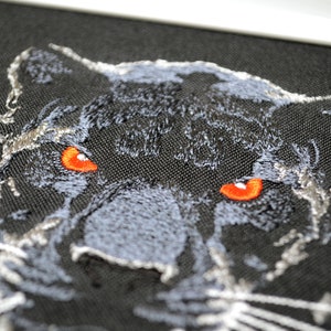 Sleek Black Panther Embroidery Design - Realistic Wild Feline for Dark ...