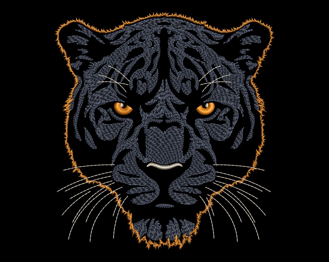 Sketch Wild Panther Embroidery Design - Quick Stitch, Dark Fabric-ready ...