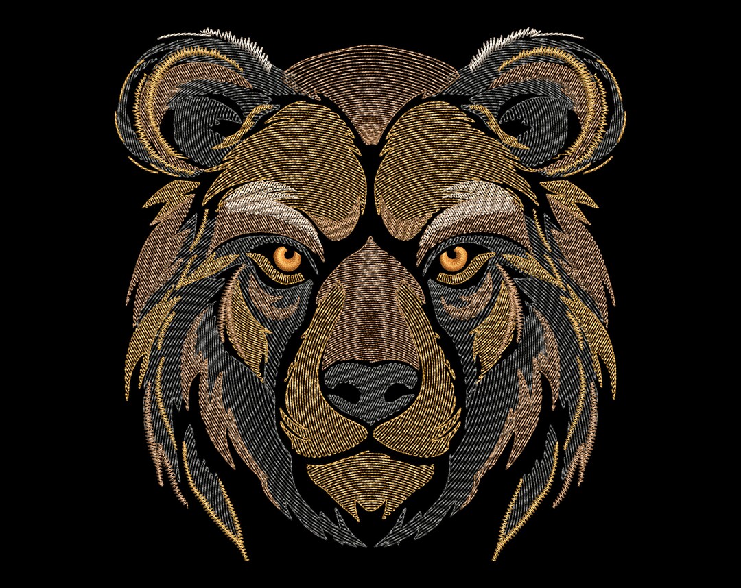 Quick Stitch Bear Face Embroidery Design - Sketch Forest Animal Head on ...