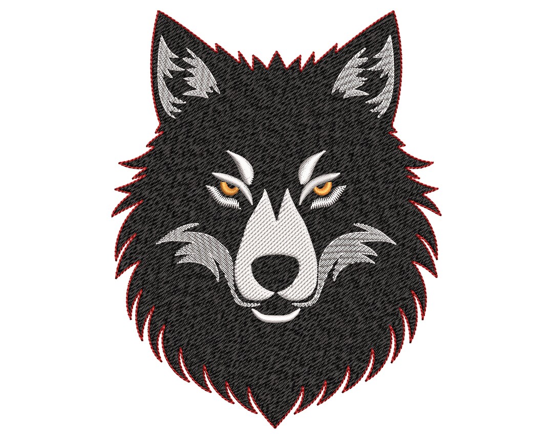 Fierce Black Wolf Head Embroidery Design - Fill Stitch Wild Beast With ...