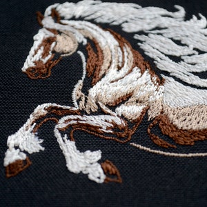 Noble Horse Embroidery Design - Wild Stallion With White Mane for Dark ...
