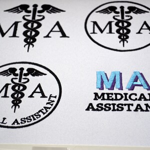 Medical Assistant Embroidery Design - MA Caduceus Emblem, Four Types ...