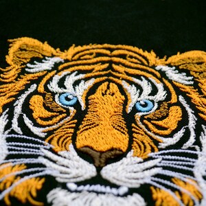 Elegant Tiger Head Embroidery Design - Wild Animal Majesty for Dark ...