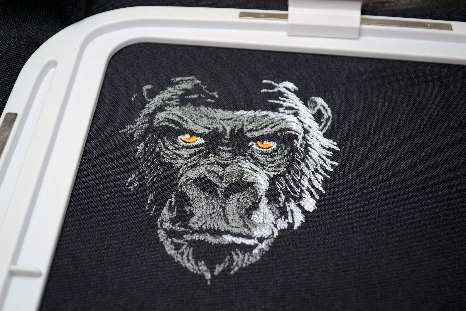 Monkey Face Embroidery Design - Realistic Wild Animal for Dark Fabric ...