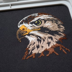 Realistic Hawk Head Embroidery Design – Fill Stitch Noble Bird for Dark ...