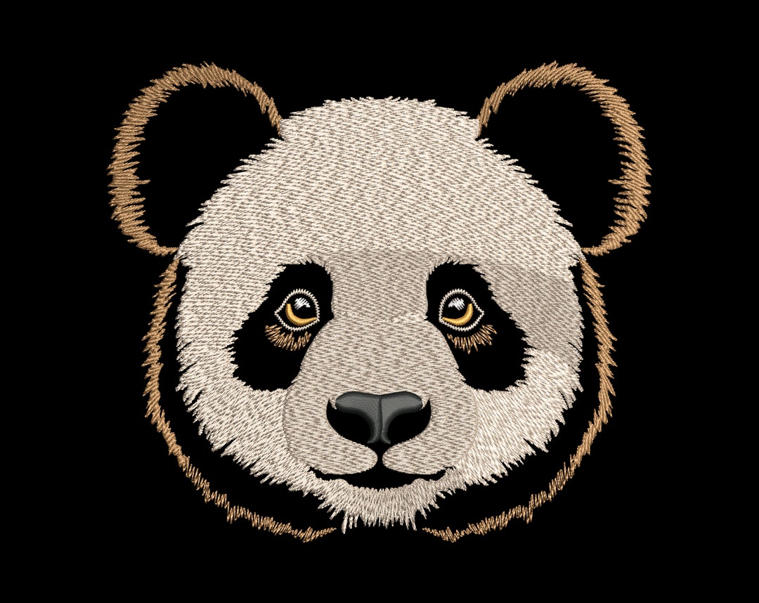 Cute Panda Bear Face Embroidery Design - Bamboo Forest Playful Animal ...