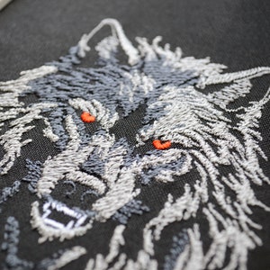 Mystic Wolf Head Embroidery Design - Dark Fabric Totemic Beast, Fairy ...