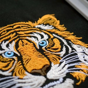 Elegant Tiger Head Embroidery Design - Wild Animal Majesty for Dark ...