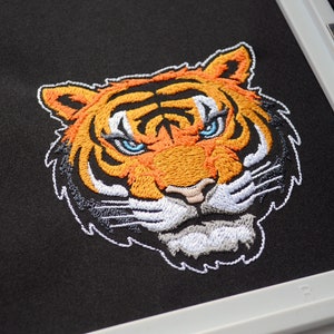 Tiger Face Embroidery Design - Fill Stitch Wild Animal Head for Dark ...