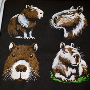 Realistic Capybara Embroidery Designs Bundle - Lifelike Adorable Animal ...