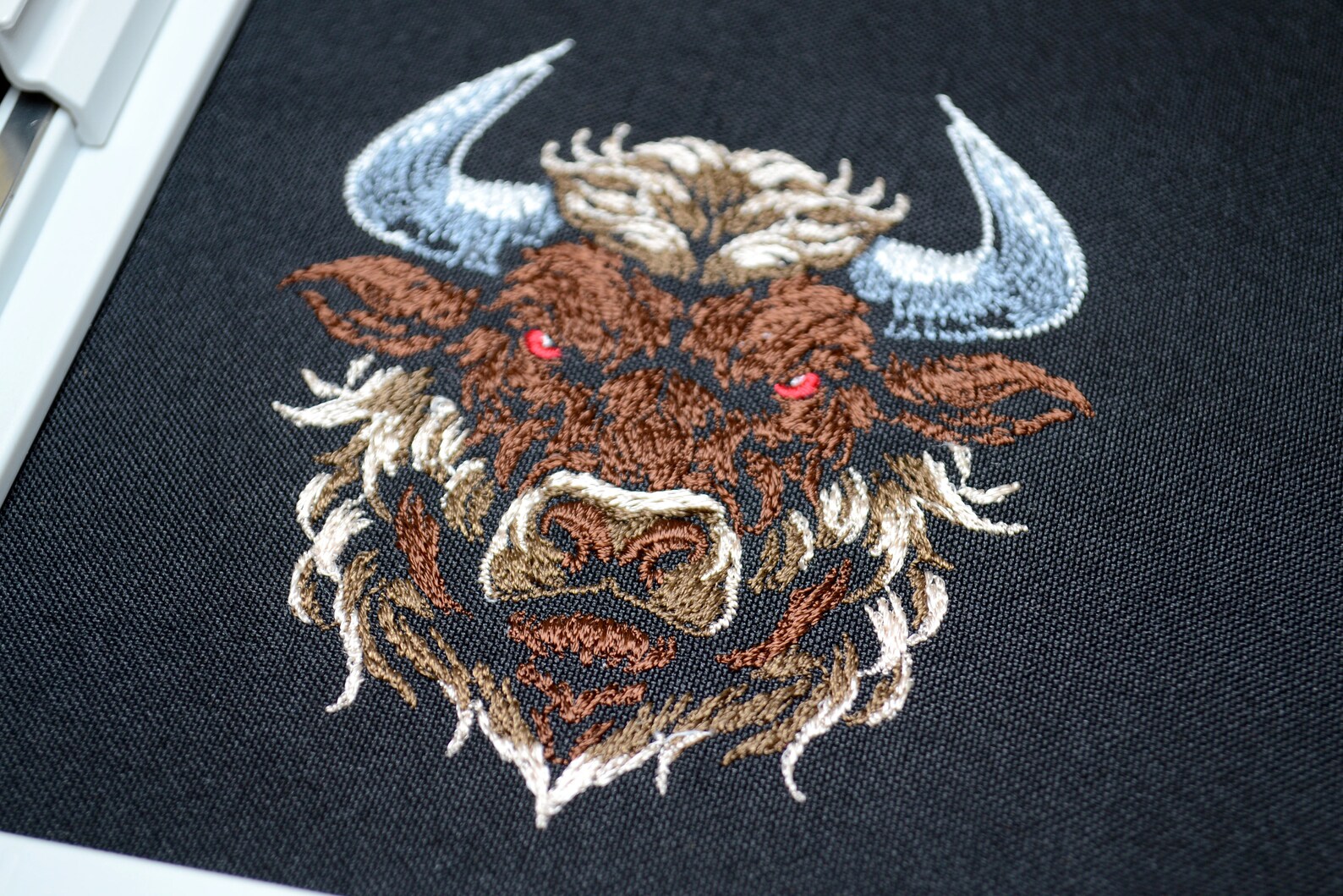 Brutal Bull Head Embroidery Design - Realistic Horned Beast for Dark ...