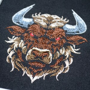Brutal Bull Head Embroidery Design - Realistic Horned Beast for Dark ...
