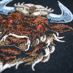 Brutal Bull Head Embroidery Design - Realistic Horned Beast for Dark ...