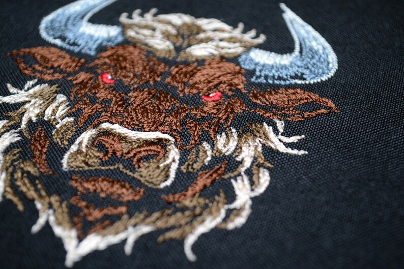 Brutal Bull Head Embroidery Design - Realistic Horned Beast for Dark ...