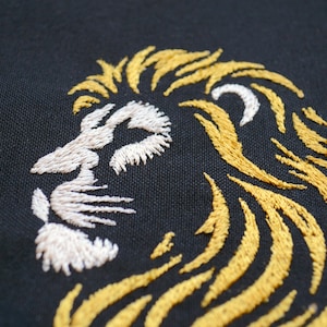 Noble Lion Head Embroidery Design - Golden Mane Pattern - Majestic King ...