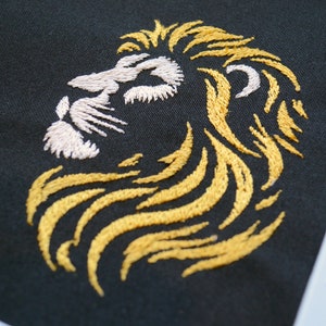 Noble Lion Head Embroidery Design - Golden Mane Pattern - Majestic King ...