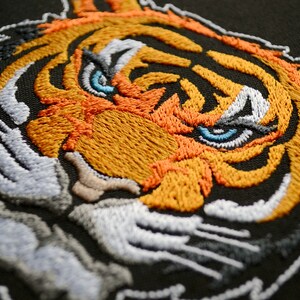 Tiger Face Embroidery Design - Fill Stitch Wild Animal Head for Dark ...