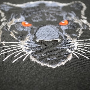 Sleek Black Panther Embroidery Design - Realistic Wild Feline for Dark ...