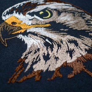 Realistic Hawk Head Embroidery Design – Fill Stitch Noble Bird for Dark ...