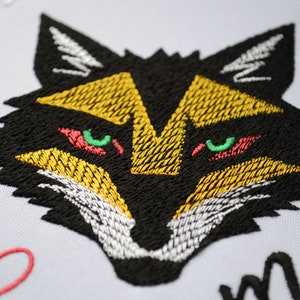 Fox Head Embroidery Design Fill Stitch Wild Animal Face Green Eyes ...