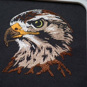 Realistic Hawk Head Embroidery Design – Fill Stitch Noble Bird for Dark ...