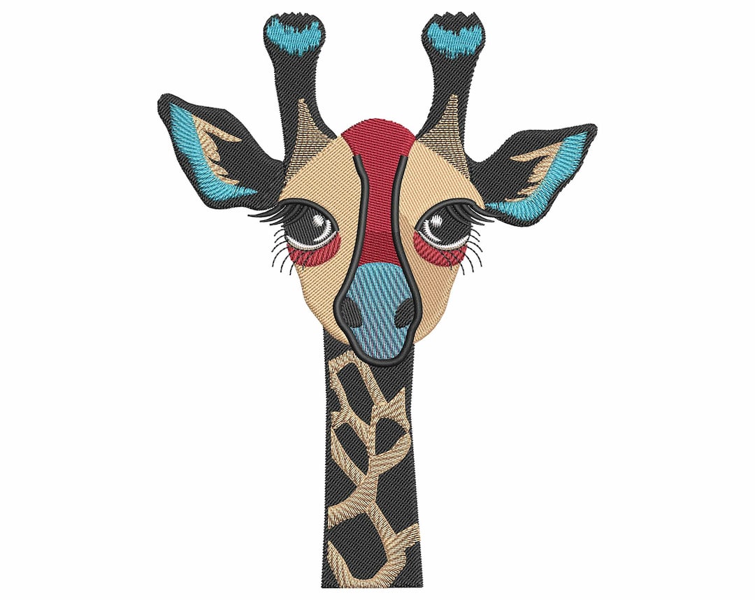 Colorful Giraffe Embroidery Design, Fill Stitch African Safari Animal ...