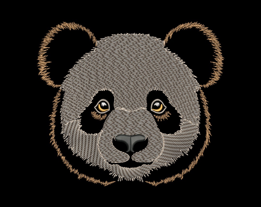 Quick Stitch Panda Face Embroidery Design - Cute Animal on Dark Fabric ...