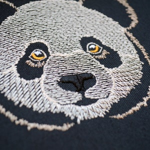 Quick Stitch Panda Face Embroidery Design - Cute Animal on Dark Fabric ...