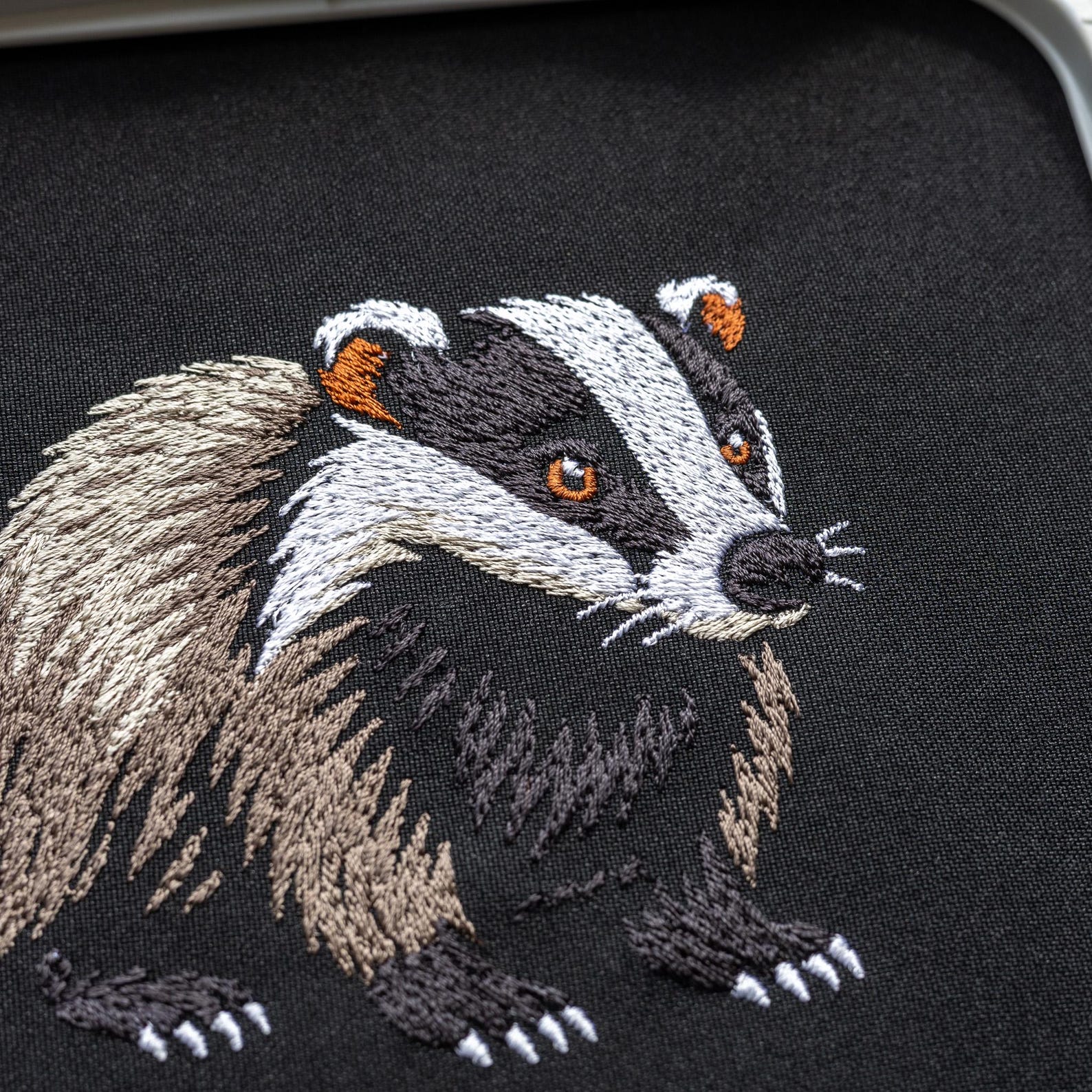 Cute Badger Embroidery Design, Realistic Woodland Animal for Dark ...