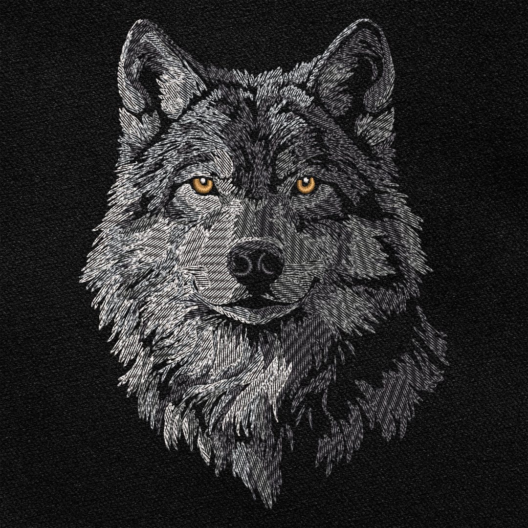 Quick Stitch Wild Wolf Embroidery Design, Realistic Forest Animal Head ...
