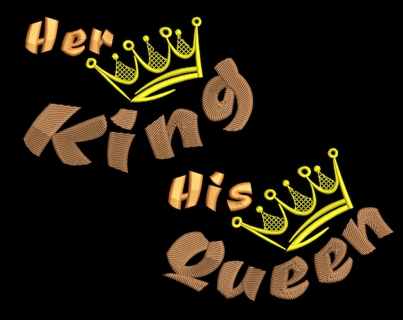Her King His Queen Embroidery Design Couple Valentine Sign - Etsy