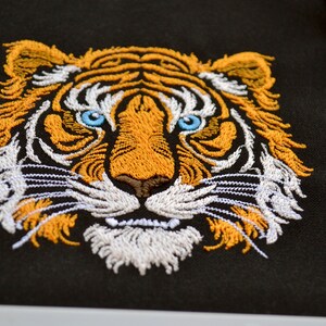 Elegant Tiger Head Embroidery Design - Wild Animal Majesty for Dark ...