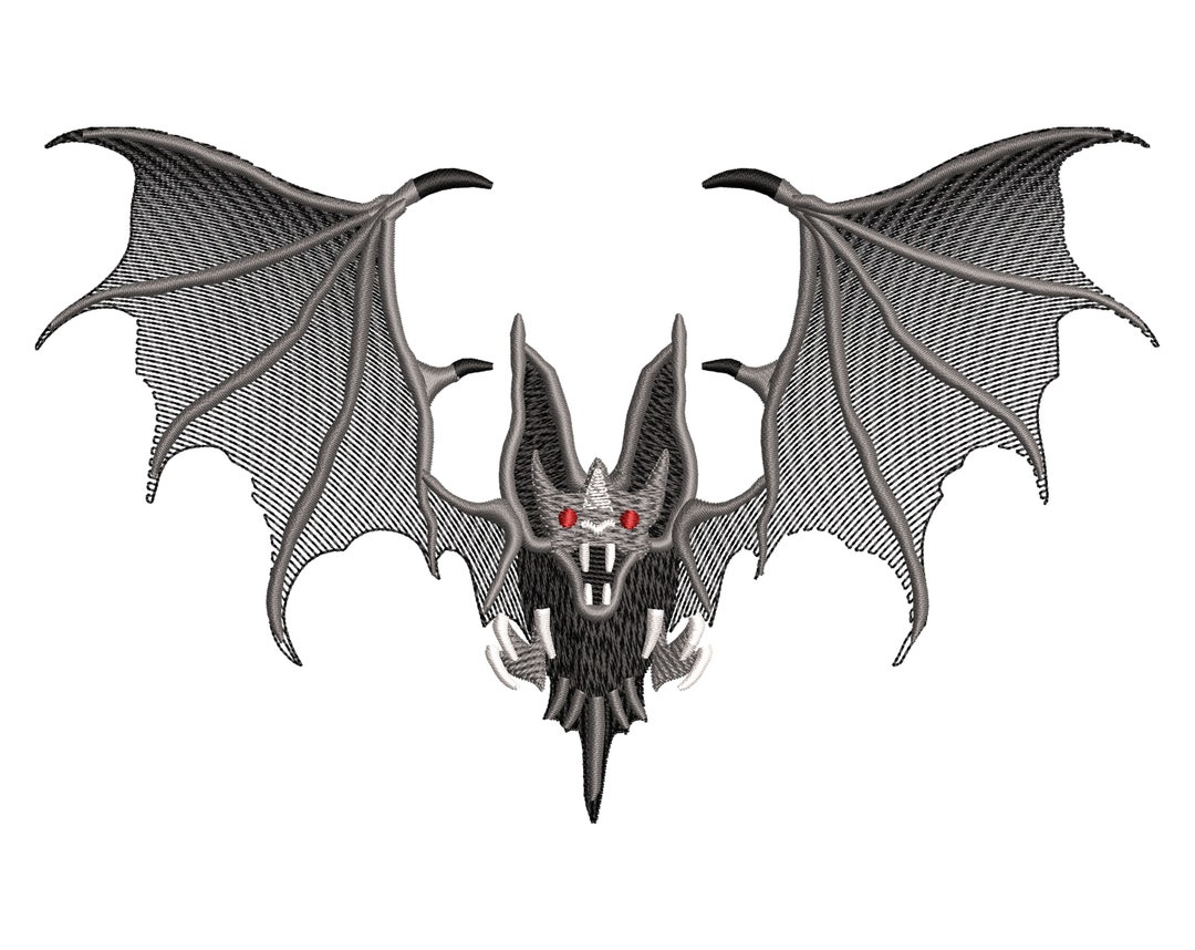 Creepy Bat Embroidery Design, Happy Halloween Vampire Bat, Machine PES ...