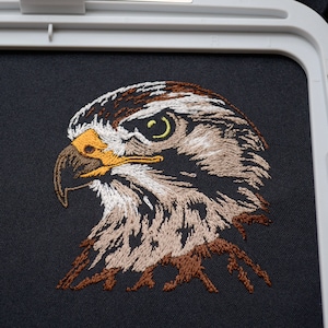 Realistic Hawk Head Embroidery Design – Fill Stitch Noble Bird for Dark ...