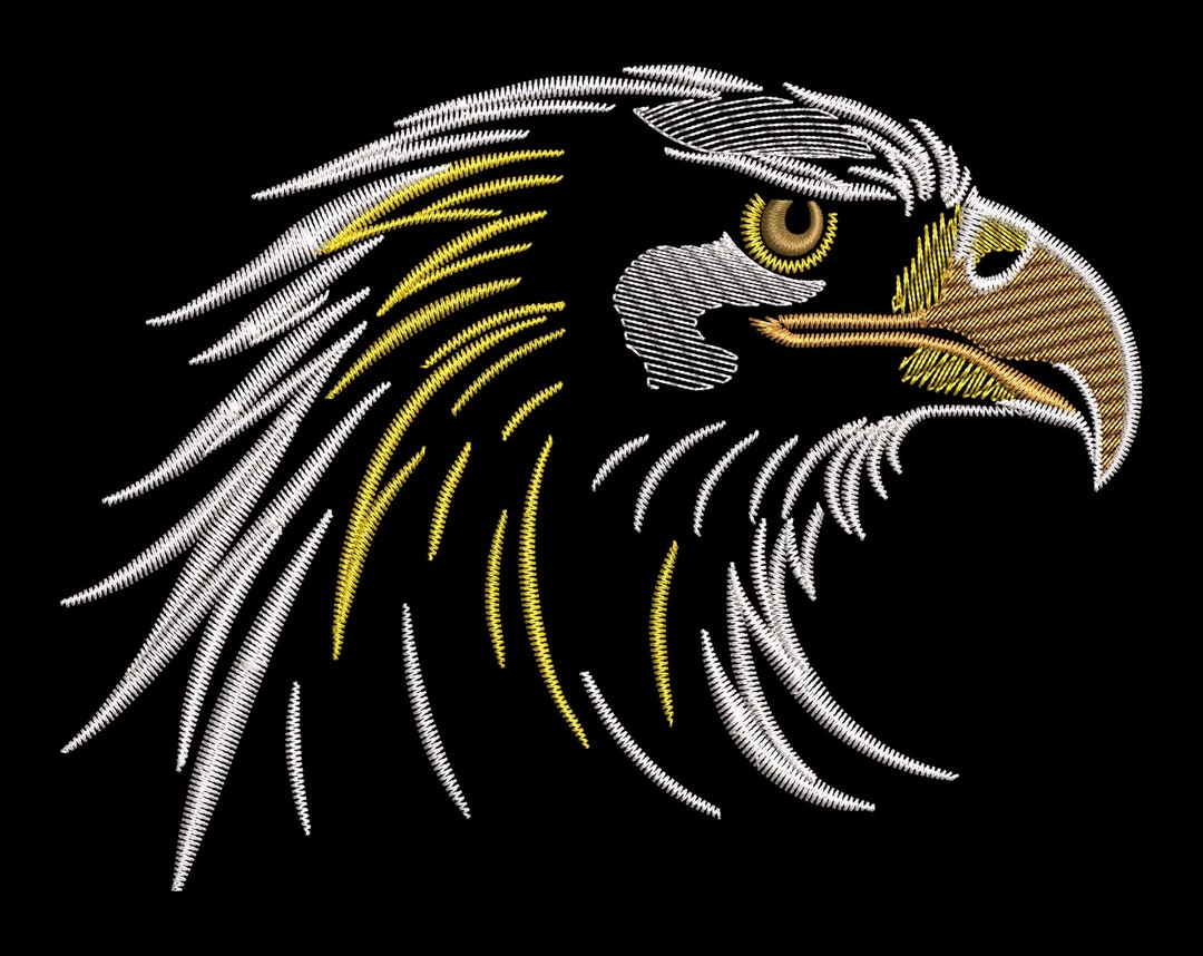 White Eagle Head Embroidery Design - American Eagle on Dark Fabric ...
