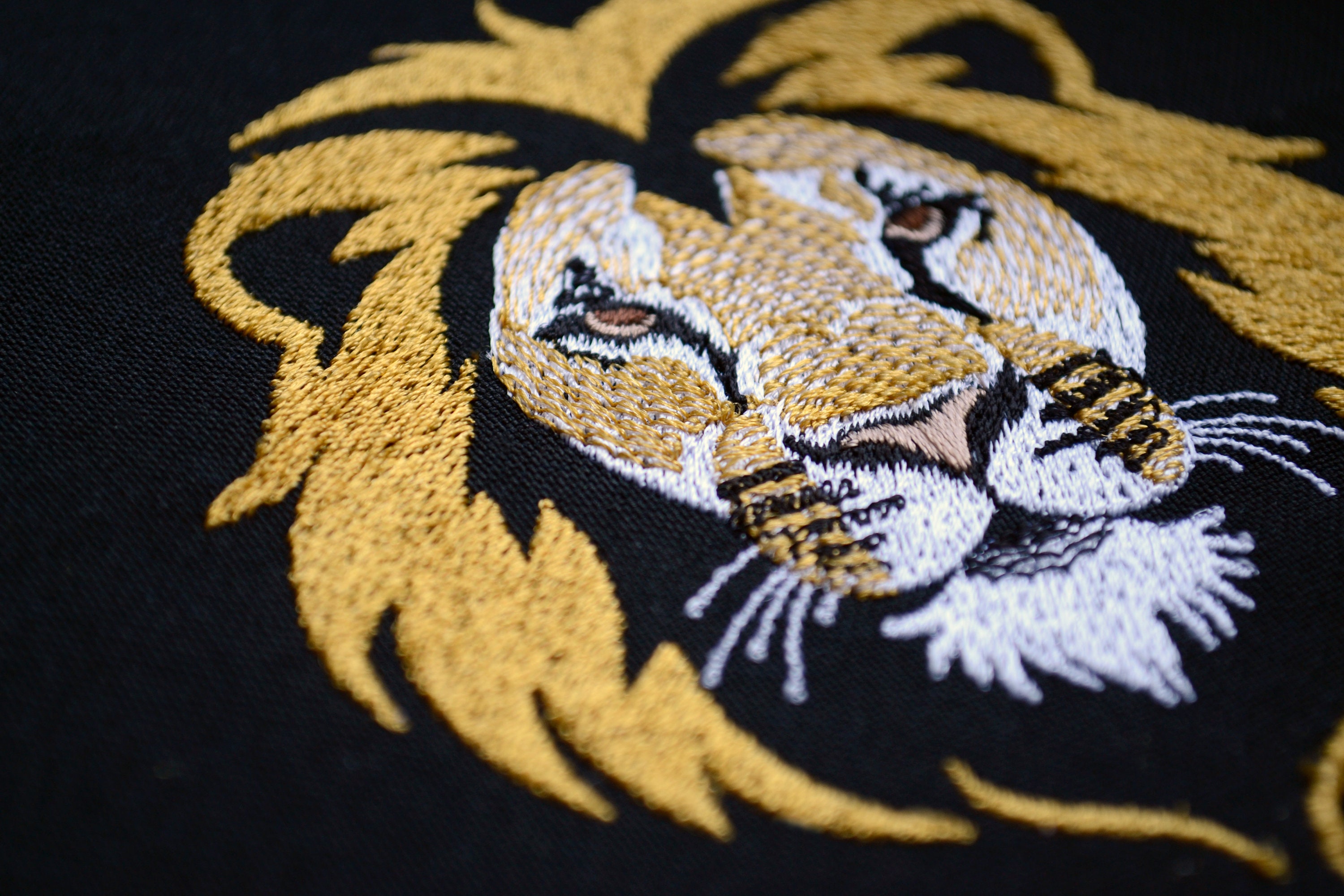 Golden Lion Head Embroidery Design for Dark Fabric Fill - Etsy UK