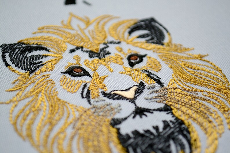 White Lion Head Embroidery Design, for Light-colored Fabric, Sketch ...