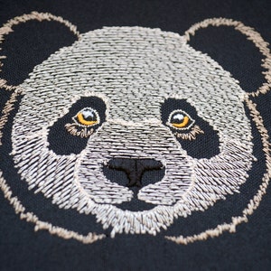 Quick Stitch Panda Face Embroidery Design - Cute Animal on Dark Fabric ...