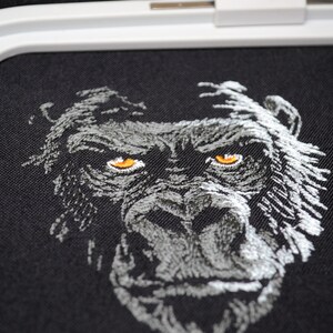 Monkey Face Embroidery Design - Realistic Wild Animal for Dark Fabric ...