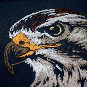 Realistic Hawk Head Embroidery Design – Fill Stitch Noble Bird for Dark ...