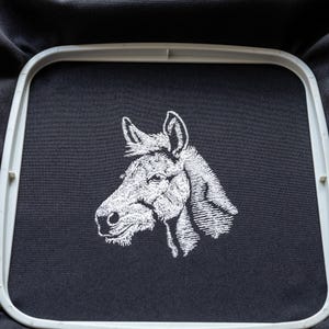 Donkey Embroidery Design, Realistic Farm Animal for Dark Fabric ...
