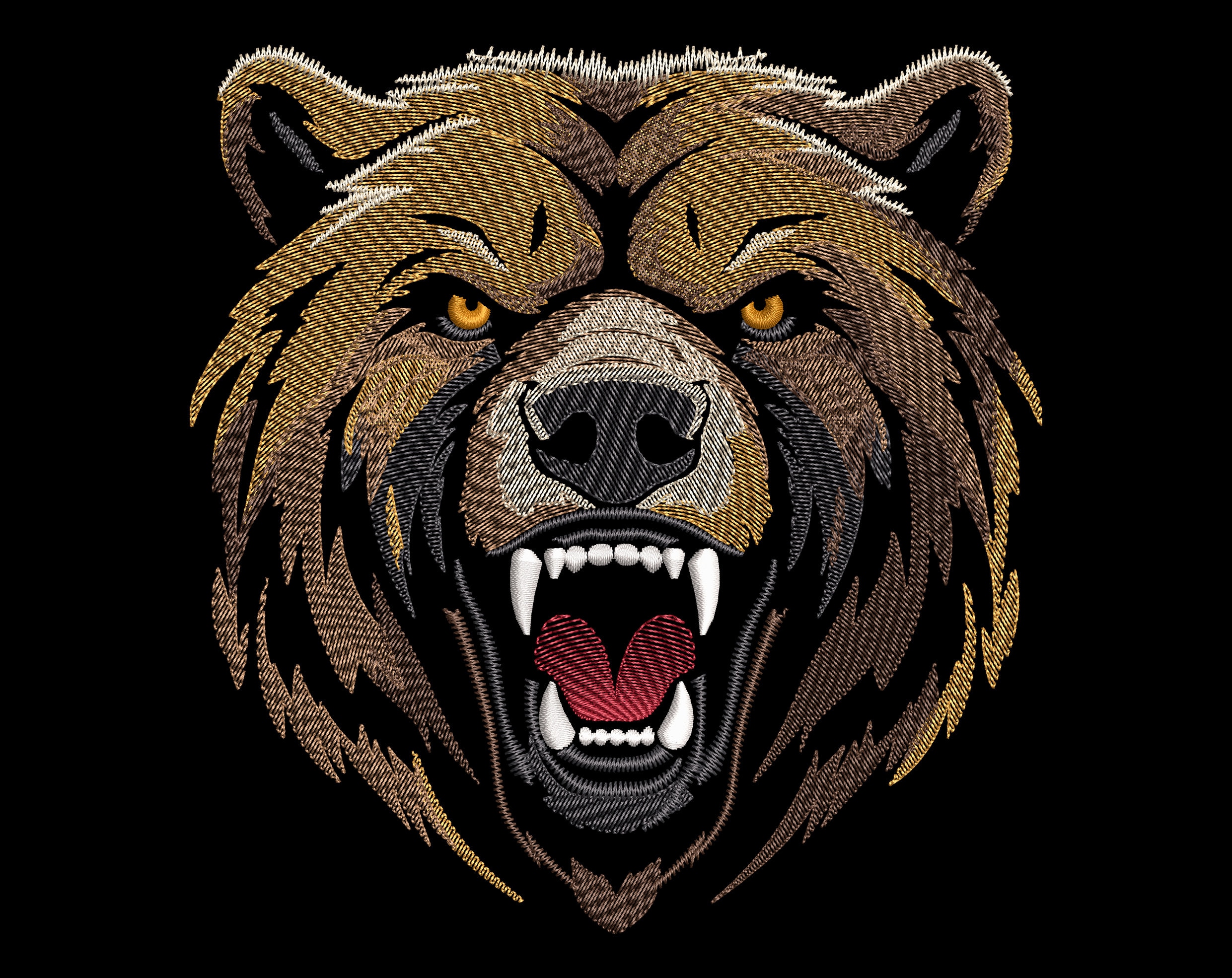 Quick Stitch Fierce Bear Head Embroidery Design - Sketch Angry Forest ...