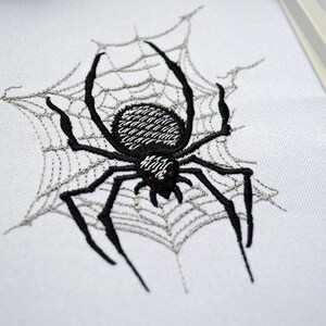 Black Spider on Web Embroidery Design - Creepy-cute Insect Art for ...