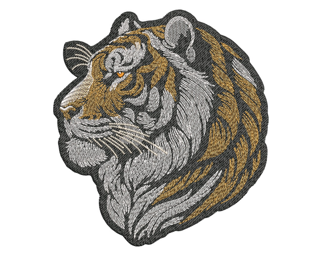 Noble Tiger Embroidery Design - Luxury Gatsby Style Jungle Animal on ...